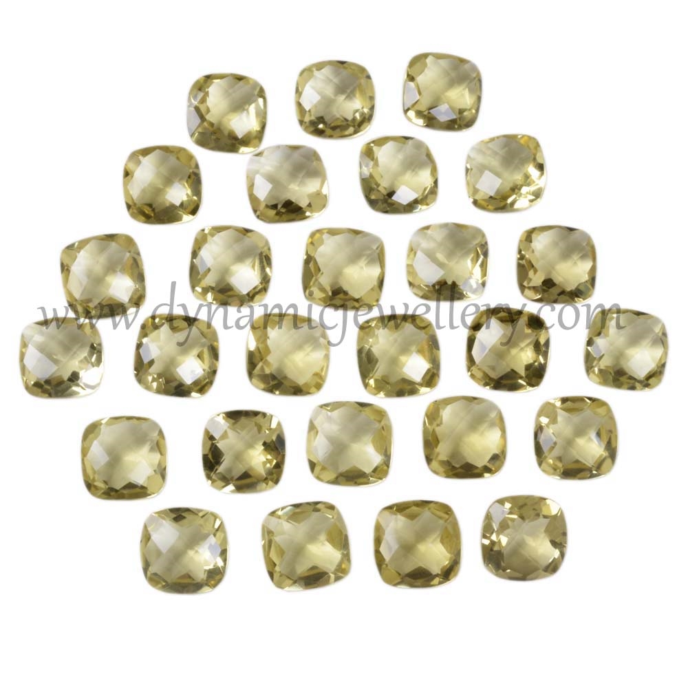 Cushion Lemon Quartz Cut 14mm Gemstone (ST1609)